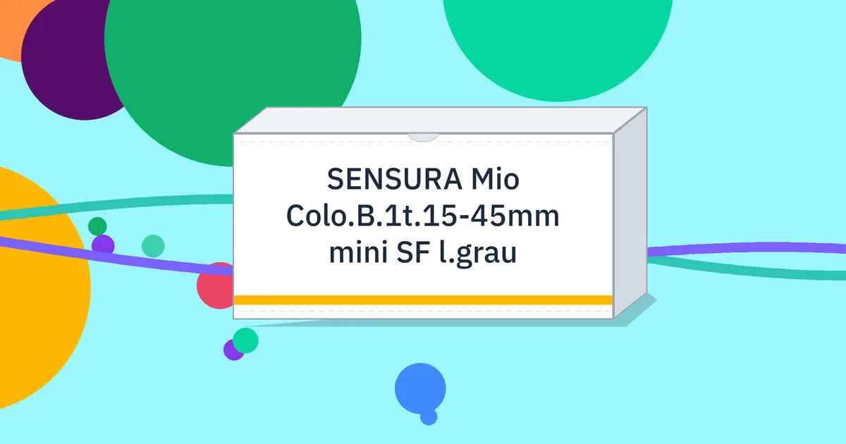 Symbolbild: Packung mit der Aufschrift SENSURA Mio Colo.B.1t.15-45mm mini SF l.grau (PZN 10201662) – Verfügbarkeit und Bezug in Apotheken in Frankfurt am Main