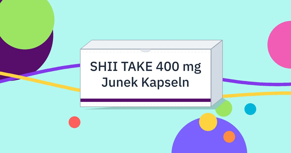 Symbolbild: Packung mit der Aufschrift SHII TAKE 400 mg Junek Kapseln (PZN 01107326) – Verfügbarkeit und Bezug in Apotheken in Frankfurt am Main