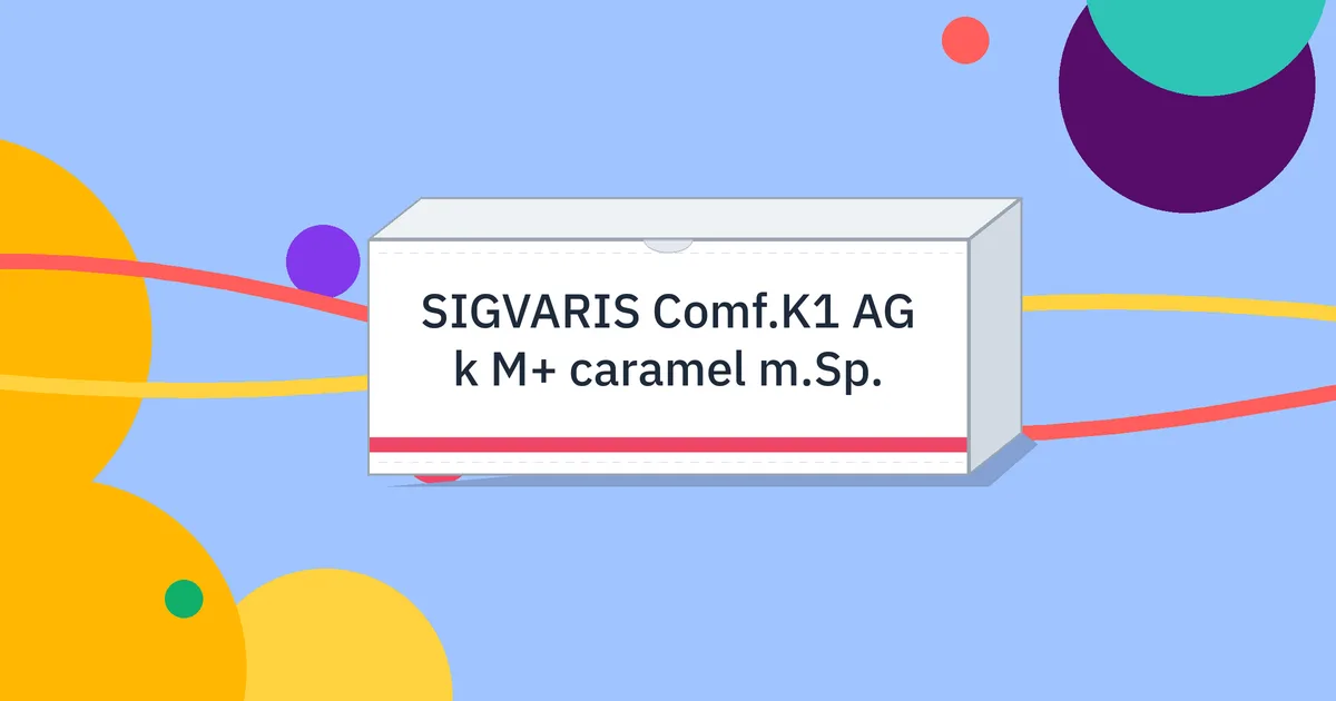 Symbolbild: Packung mit der Aufschrift SIGVARIS Comf.K1 AG k M+ caramel m.Sp. (PZN 17043077) – Verfügbarkeit und Bezug in Apotheken in Frankfurt am Main