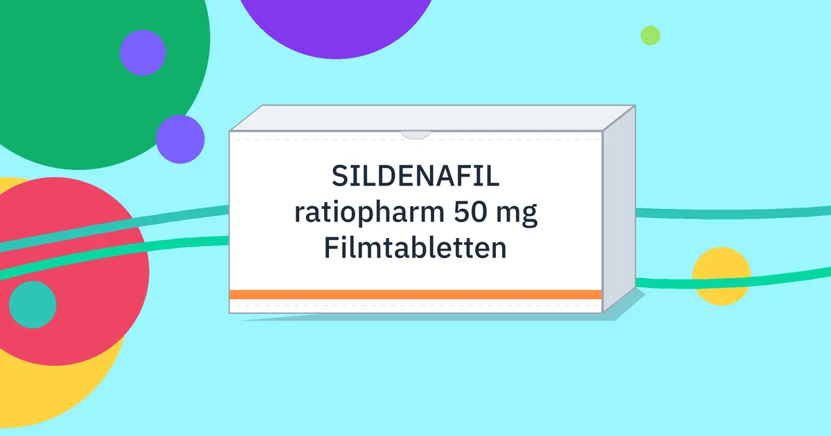 Symbolbild: Packung mit der Aufschrift SILDENAFIL ratiopharm 50 mg Filmtabletten (PZN 00142504) – Verfügbarkeit und Bezug in Apotheken in Frankfurt am Main