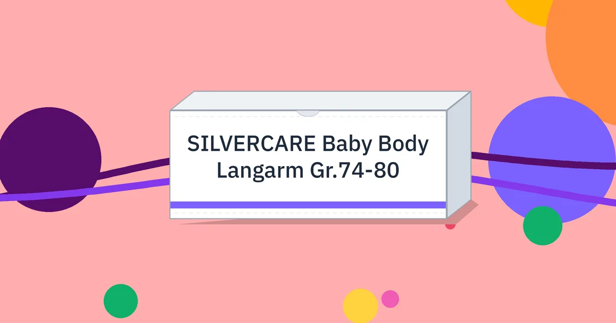 Symbolbild: Packung mit der Aufschrift SILVERCARE Baby Body Langarm Gr.74-80 (PZN 01110297) – Verfügbarkeit und Bezug in Apotheken in Frankfurt am Main