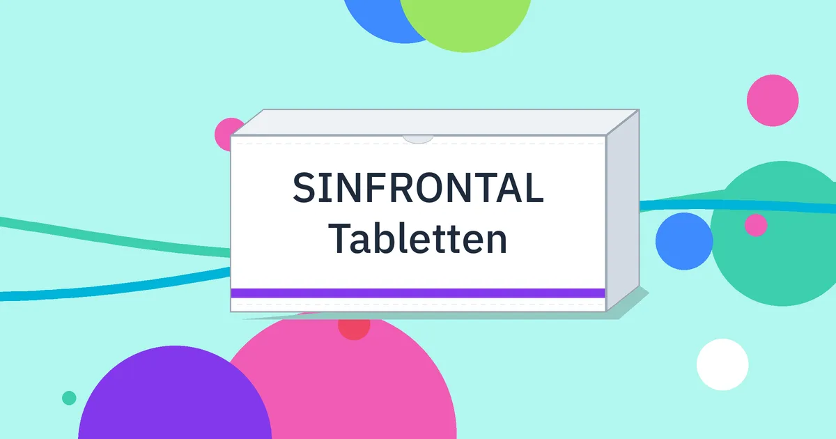 Symbolbild: Packung mit der Aufschrift SINFRONTAL Tabletten (PZN 01290939) – Verfügbarkeit und Bezug in Apotheken in Frankfurt am Main