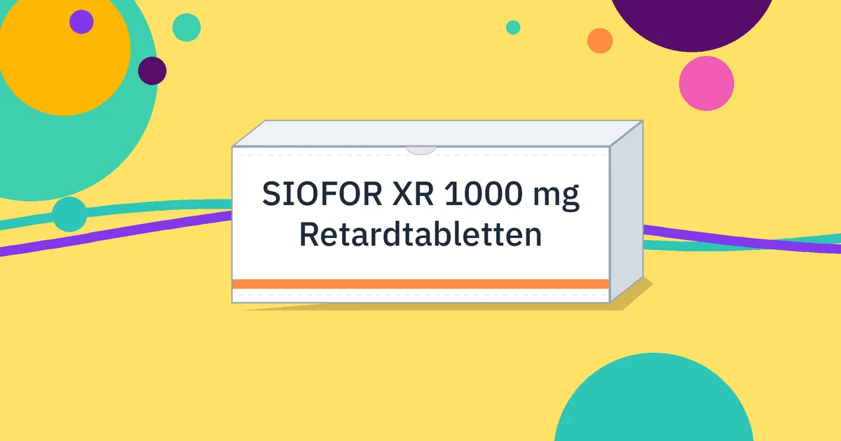 Symbolbild: Packung mit der Aufschrift SIOFOR XR 1000 mg Retardtabletten (PZN 17275899) – Verfügbarkeit und Bezug in Apotheken in Frankfurt am Main
