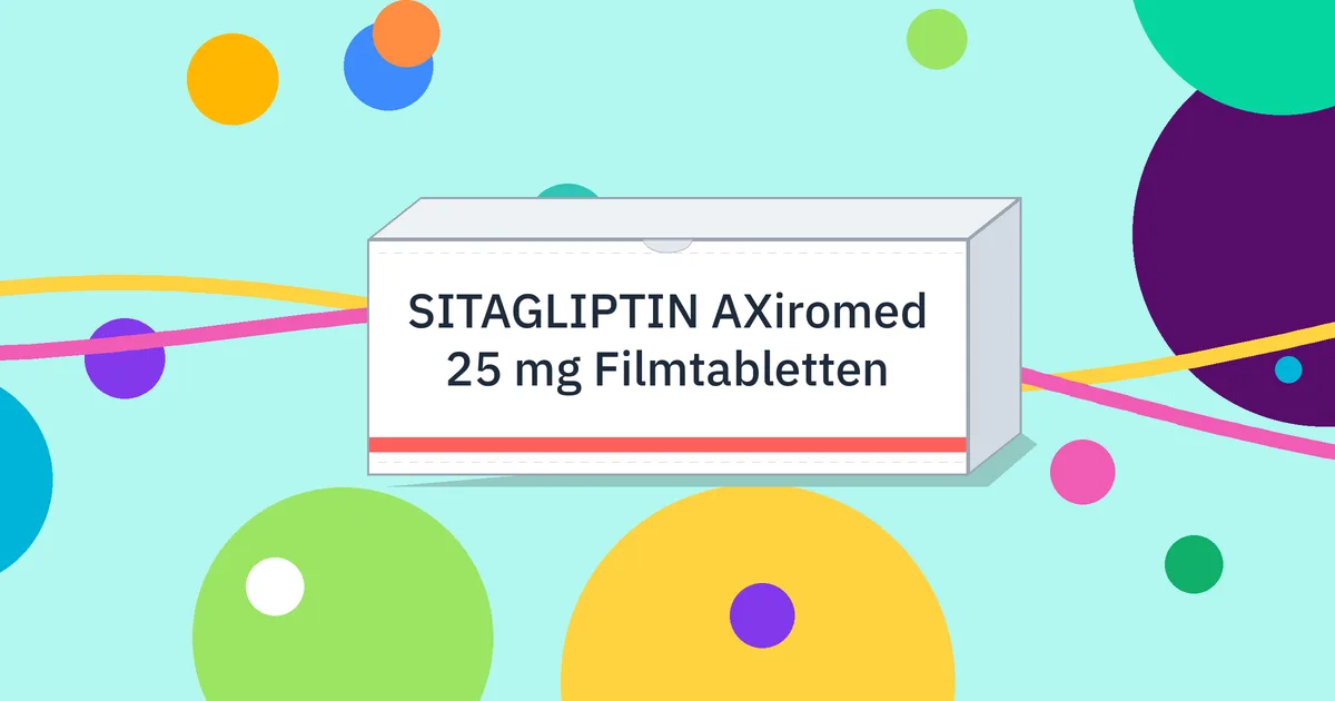 Symbolbild: Packung mit der Aufschrift SITAGLIPTIN AXiromed 25 mg Filmtabletten (PZN 18058891) – Verfügbarkeit und Bezug in Apotheken in Frankfurt am Main