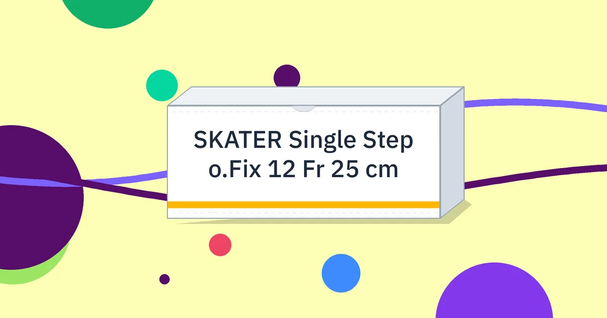 Symbolbild: Packung mit der Aufschrift SKATER Single Step o.Fix 12 Fr 25 cm (PZN 06770093) – Verfügbarkeit und Bezug in Apotheken in Frankfurt am Main