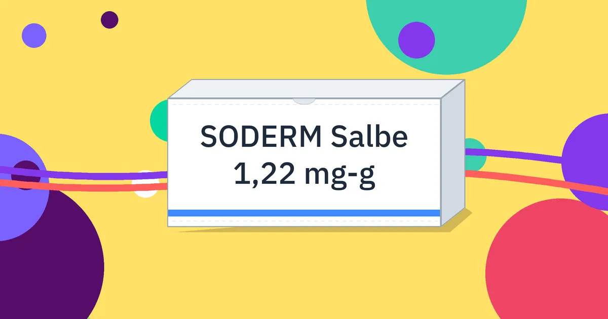 Symbolbild: Packung mit der Aufschrift SODERM Salbe 1,22 mg-g (PZN 00165221) – Verfügbarkeit und Bezug in Apotheken in Frankfurt am Main