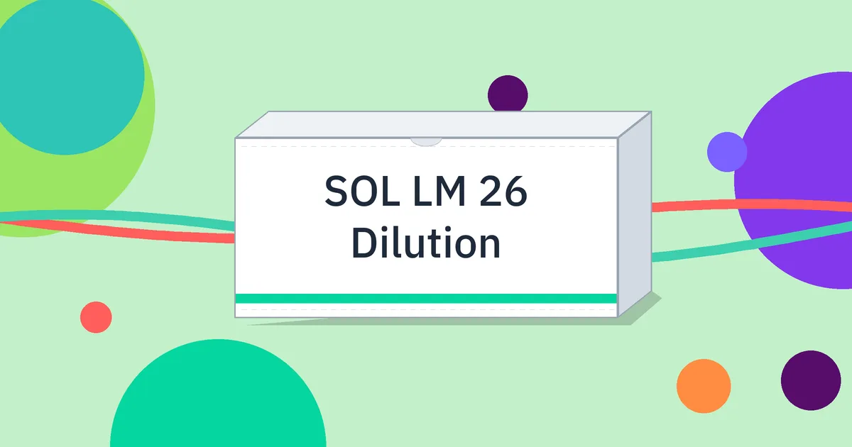 Symbolbild: Packung mit der Aufschrift SOL LM 26 Dilution (PZN 13192076) – Verfügbarkeit und Bezug in Apotheken in Frankfurt am Main