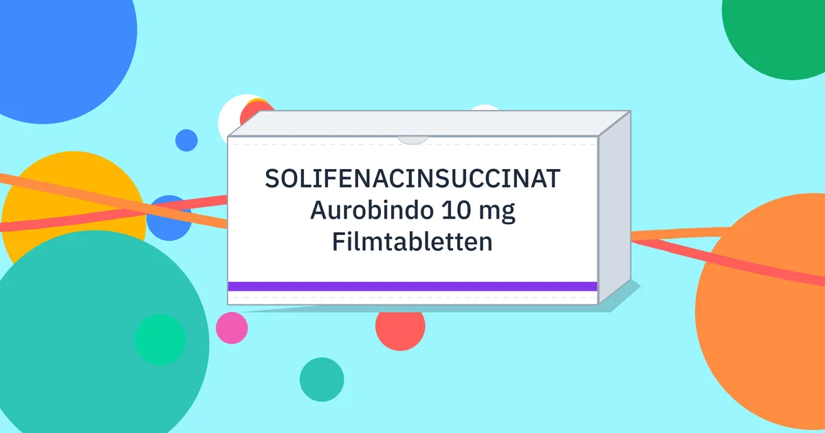 Symbolbild: Packung mit der Aufschrift SOLIFENACINSUCCINAT Aurobindo 10 mg Filmtabletten (PZN 13786077) – Verfügbarkeit und Bezug in Apotheken in Frankfurt am Main