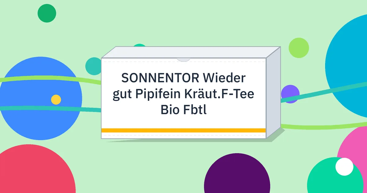 Symbolbild: Packung mit der Aufschrift SONNENTOR Wieder gut Pipifein Kräut.F-Tee Bio Fbtl (PZN 18902944) – Verfügbarkeit und Bezug in Apotheken in Frankfurt am Main