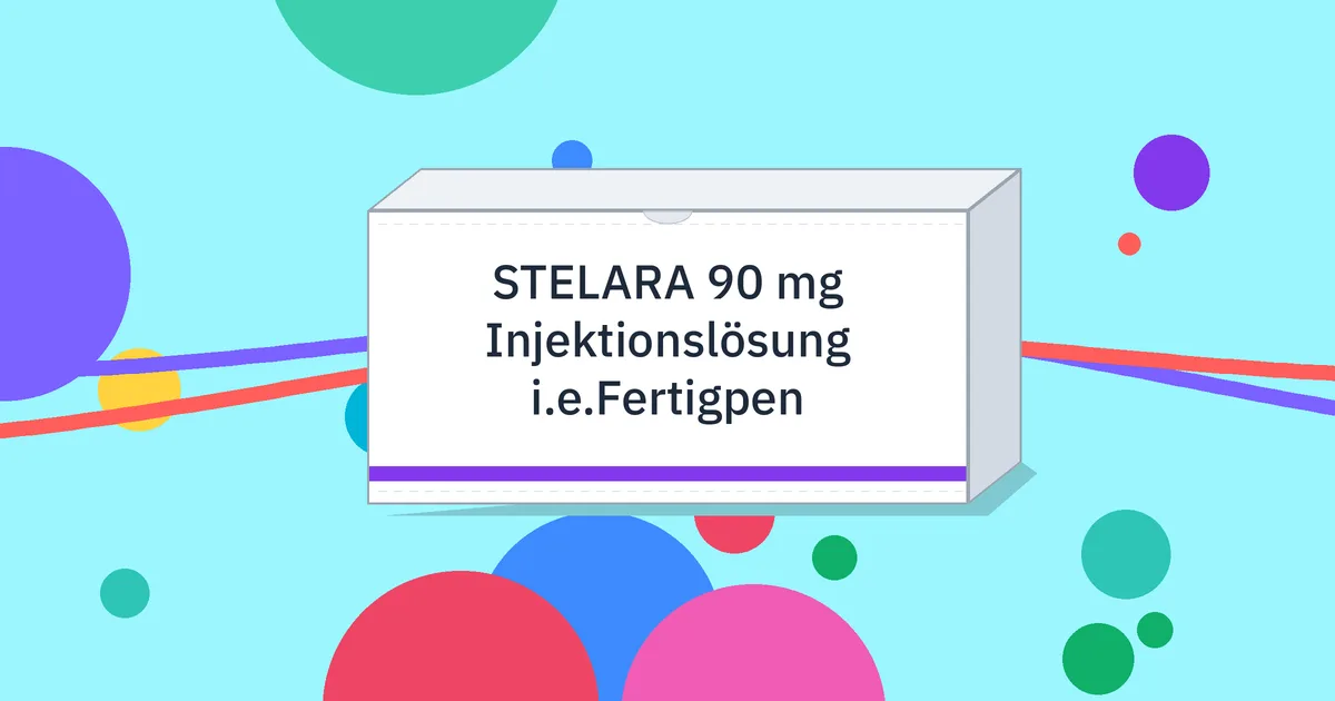 Symbolbild: Packung mit der Aufschrift STELARA 90 mg Injektionslösung i.e.Fertigpen (PZN 19461005) – Verfügbarkeit und Bezug in Apotheken in Frankfurt am Main