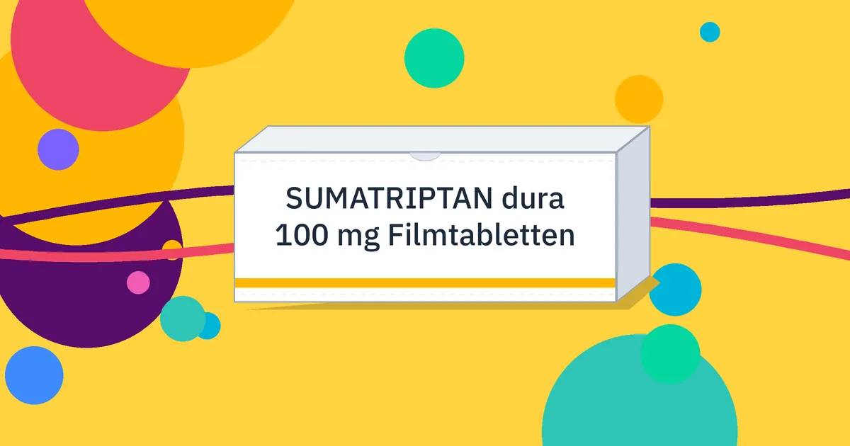 Symbolbild: Packung mit der Aufschrift SUMATRIPTAN dura 100 mg Filmtabletten (PZN 18196707) – Verfügbarkeit und Bezug in Apotheken in Frankfurt am Main