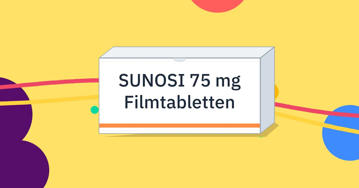 Symbolbild: Packung mit der Aufschrift SUNOSI 75 mg Filmtabletten (PZN 17929467) – Verfügbarkeit und Bezug in Apotheken in Frankfurt am Main
