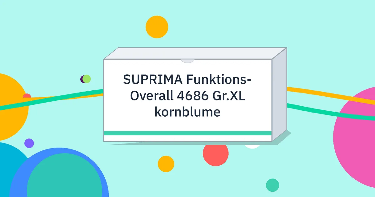 Symbolbild: Packung mit der Aufschrift SUPRIMA Funktions-Overall 4686 Gr.XL kornblume (PZN 19631045) – Verfügbarkeit und Bezug in Apotheken in Frankfurt am Main