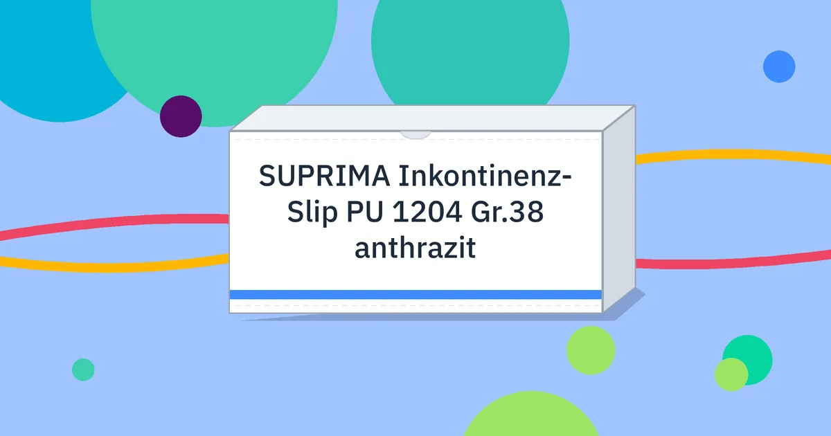 Symbolbild: Packung mit der Aufschrift SUPRIMA Inkontinenz-Slip PU 1204 Gr.38 anthrazit (PZN 10637365) – Verfügbarkeit und Bezug in Apotheken in Frankfurt am Main