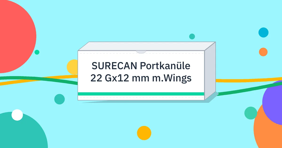 Symbolbild: Packung mit der Aufschrift SURECAN Portkanüle 22 Gx12 mm m.Wings (PZN 01058065) – Verfügbarkeit und Bezug in Apotheken in Frankfurt am Main