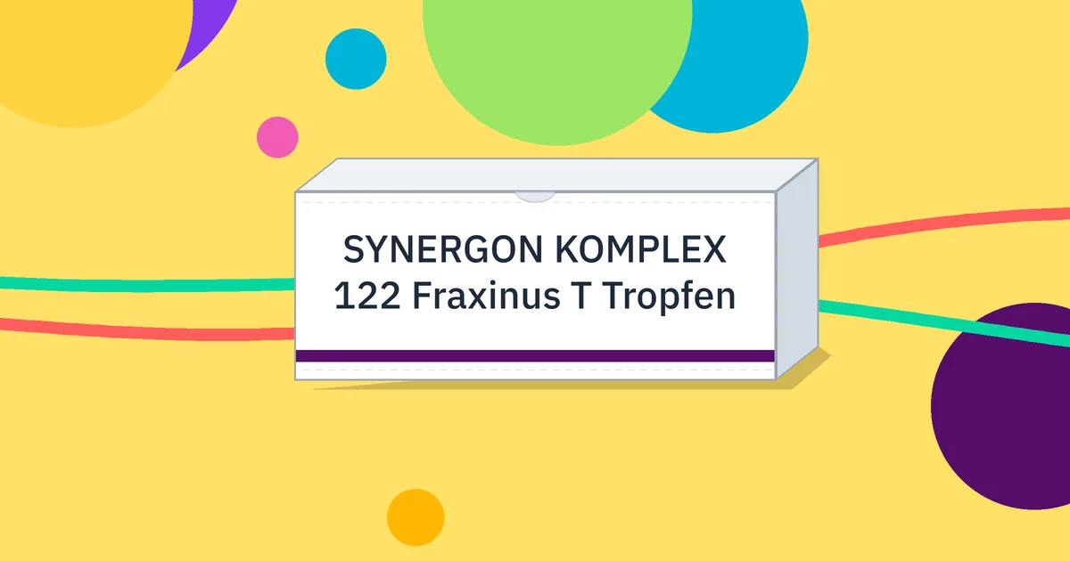 Symbolbild: Packung mit der Aufschrift SYNERGON KOMPLEX 122 Fraxinus T Tropfen (PZN 19874569) – Verfügbarkeit und Bezug in Apotheken in Frankfurt am Main