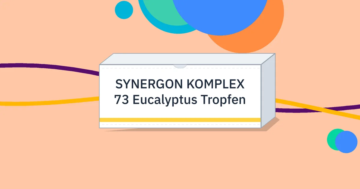 Symbolbild: Packung mit der Aufschrift SYNERGON KOMPLEX 73 Eucalyptus Tropfen (PZN 03467218) – Verfügbarkeit und Bezug in Apotheken in Frankfurt am Main