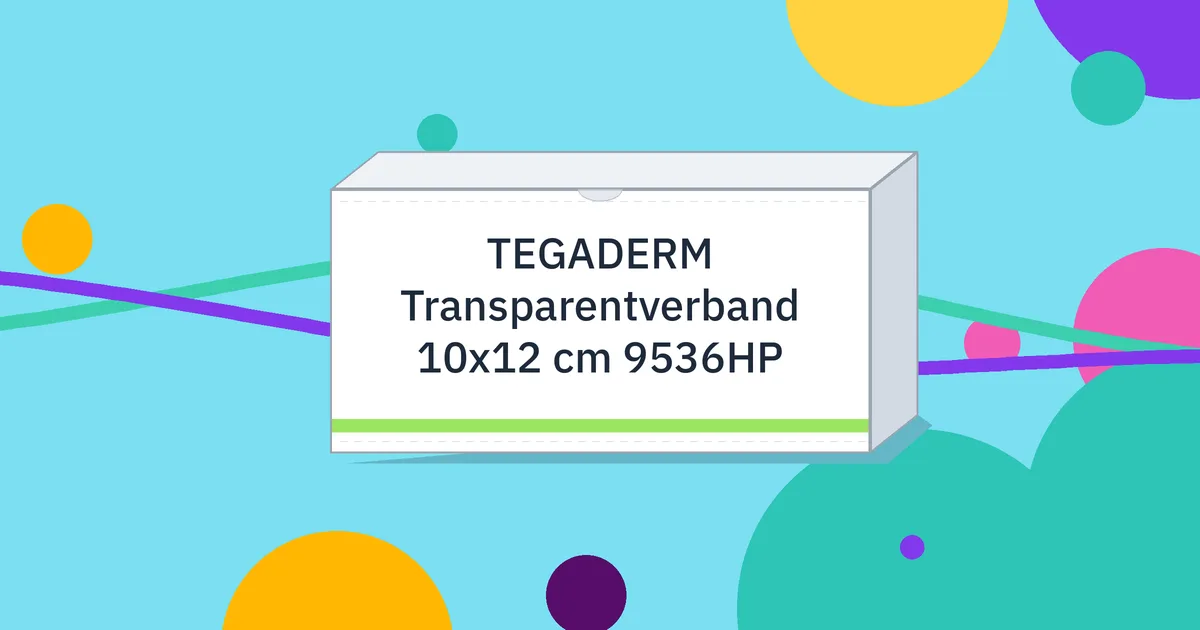 Symbolbild: Packung mit der Aufschrift TEGADERM Transparentverband 10x12 cm 9536HP (PZN 20129960) – Verfügbarkeit und Bezug in Apotheken in Frankfurt am Main