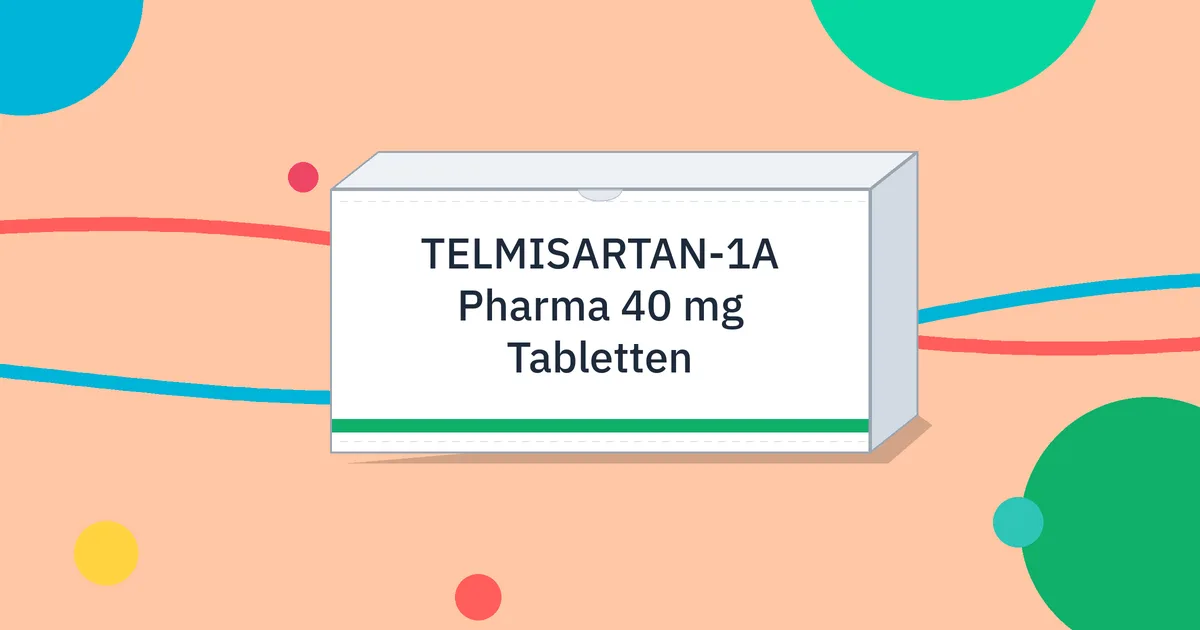 Symbolbild: Packung mit der Aufschrift TELMISARTAN-1A Pharma 40 mg Tabletten (PZN 01620880) – Verfügbarkeit und Bezug in Apotheken in Frankfurt am Main