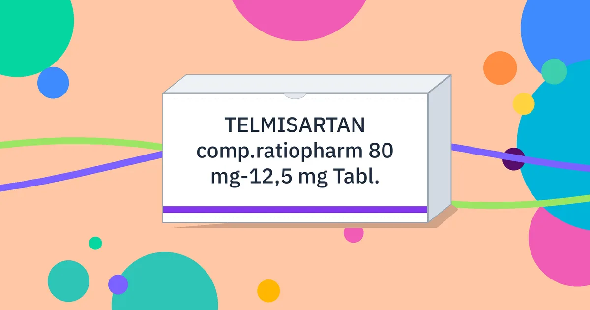 Symbolbild: Packung mit der Aufschrift TELMISARTAN comp.ratiopharm 80 mg-12,5 mg Tabl. (PZN 10282956) – Verfügbarkeit und Bezug in Apotheken in Frankfurt am Main