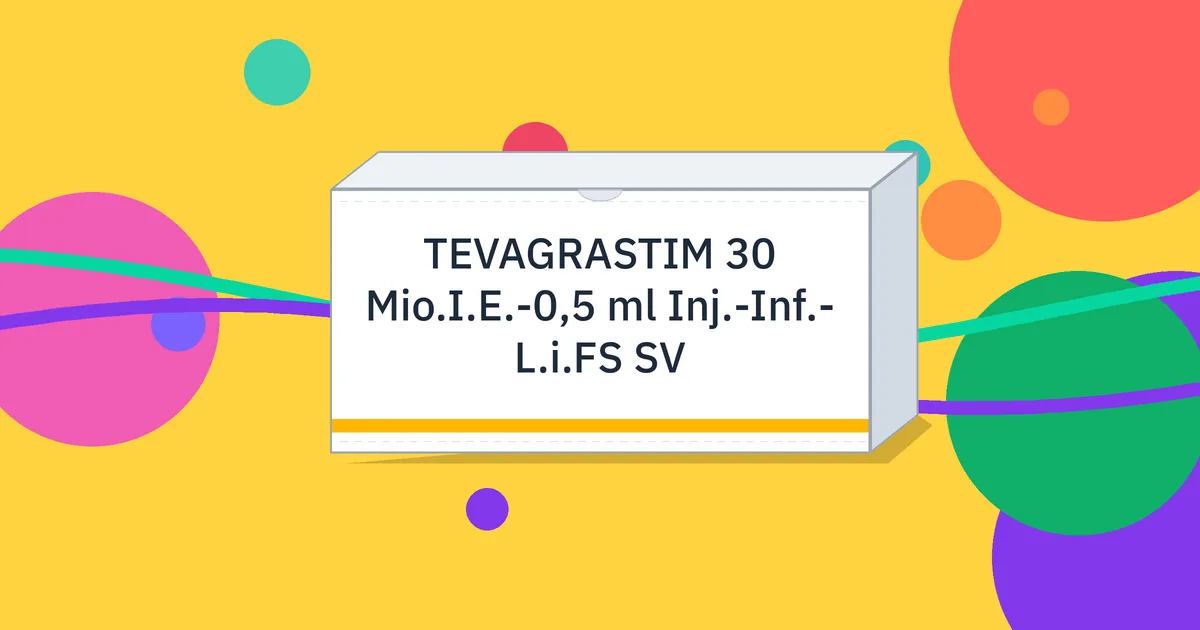 Symbolbild: Packung mit der Aufschrift TEVAGRASTIM 30 Mio.I.E.-0,5 ml Inj.-Inf.-L.i.FS SV (PZN 15421629) – Verfügbarkeit und Bezug in Apotheken in Frankfurt am Main
