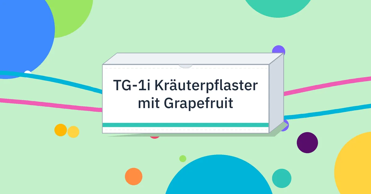 Symbolbild: Packung mit der Aufschrift TG-1i Kräuterpflaster mit Grapefruit (PZN 18074737) – Verfügbarkeit und Bezug in Apotheken in Frankfurt am Main