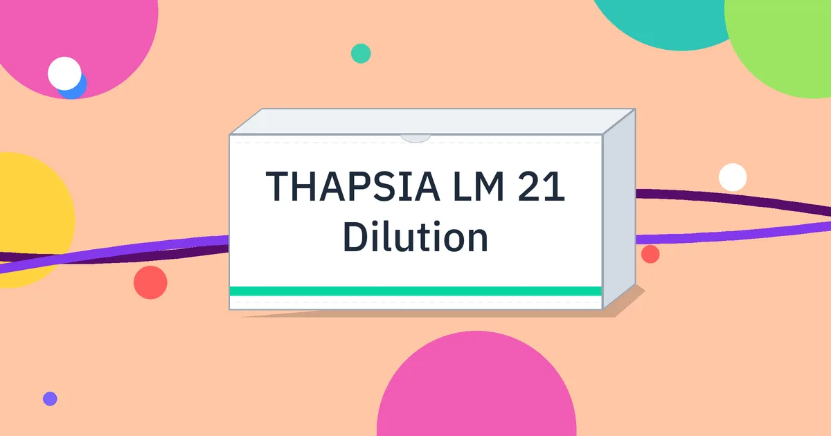 Symbolbild: Packung mit der Aufschrift THAPSIA LM 21 Dilution (PZN 13690118) – Verfügbarkeit und Bezug in Apotheken in Frankfurt am Main