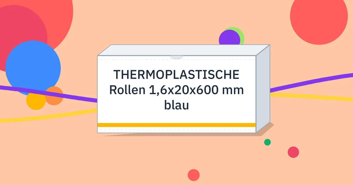 Symbolbild: Packung mit der Aufschrift THERMOPLASTISCHE Rollen 1,6x20x600 mm blau (PZN 11550293) – Verfügbarkeit und Bezug in Apotheken in Frankfurt am Main