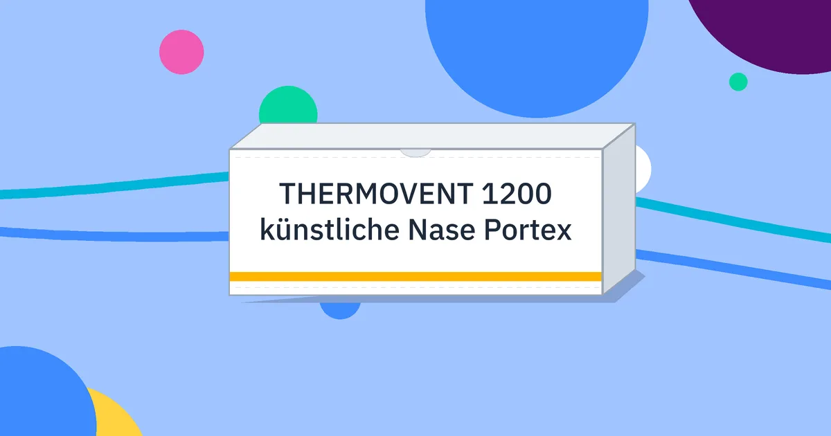 Symbolbild: Packung mit der Aufschrift THERMOVENT 1200 künstliche Nase Portex (PZN 00003731) – Verfügbarkeit und Bezug in Apotheken in Frankfurt am Main