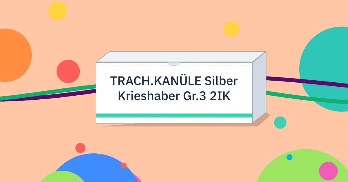 Symbolbild: Packung mit der Aufschrift TRACH.KANÜLE Silber Krieshaber Gr.3 2IK (PZN 06989650) – Verfügbarkeit und Bezug in Apotheken in Frankfurt am Main