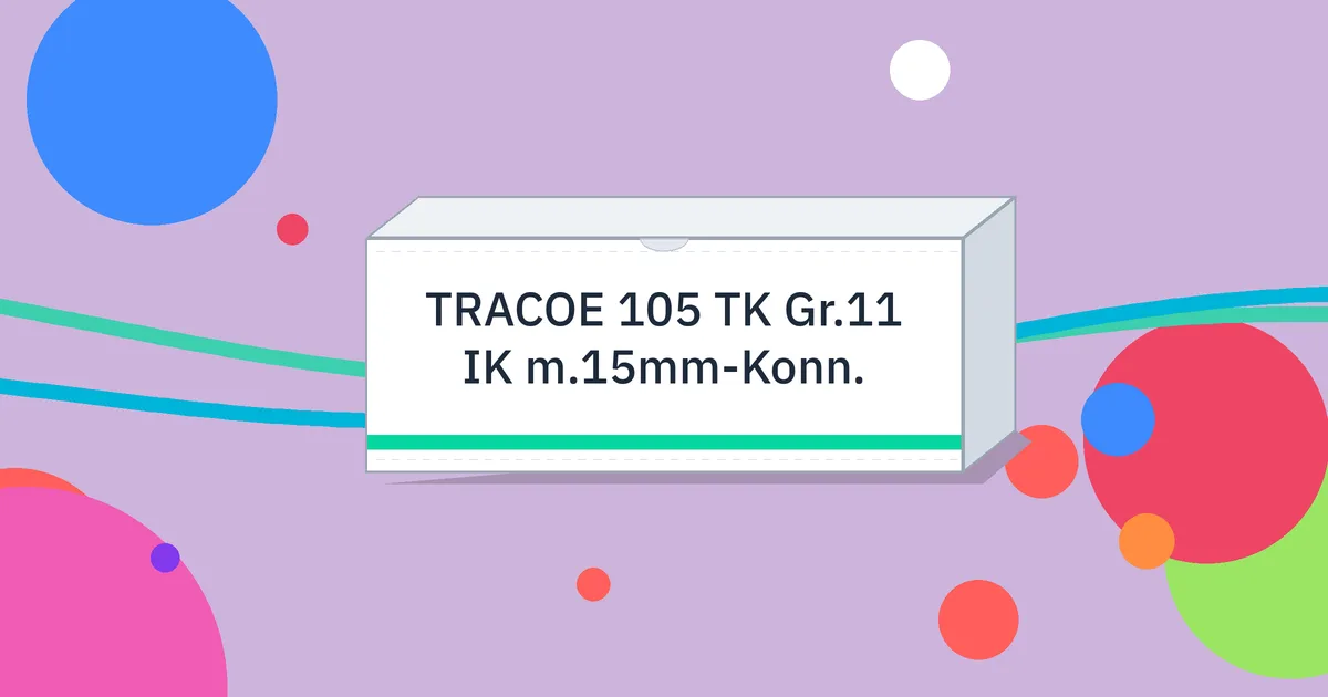 Symbolbild: Packung mit der Aufschrift TRACOE 105 TK Gr.11 IK m.15mm-Konn. (PZN 02720595) – Verfügbarkeit und Bezug in Apotheken in Frankfurt am Main