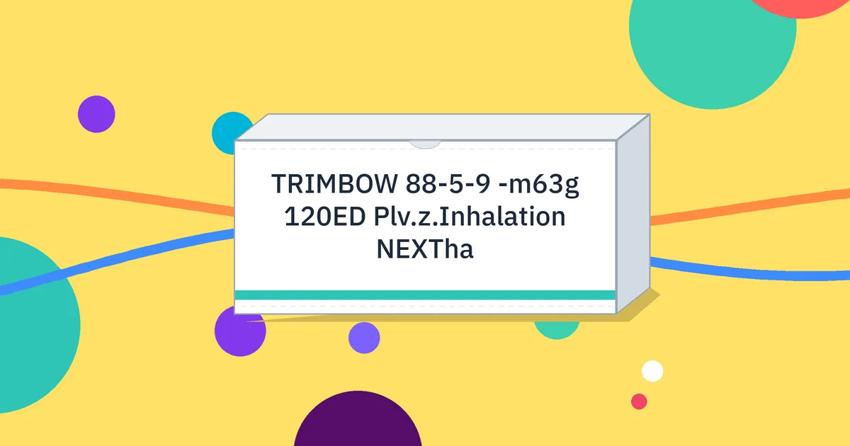 Symbolbild: Packung mit der Aufschrift TRIMBOW 88-5-9 -m63g 120ED Plv.z.Inhalation NEXTha (PZN 17255402) – Verfügbarkeit und Bezug in Apotheken in Frankfurt am Main
