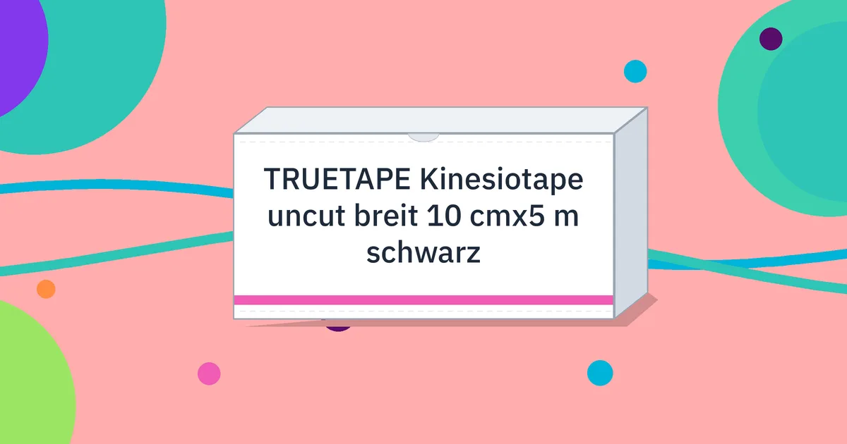 Symbolbild: Packung mit der Aufschrift TRUETAPE Kinesiotape uncut breit 10 cmx5 m schwarz (PZN 18154442) – Verfügbarkeit und Bezug in Apotheken in Frankfurt am Main