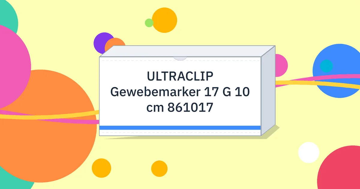 Symbolbild: Packung mit der Aufschrift ULTRACLIP Gewebemarker 17 G 10 cm 861017 (PZN 03563838) – Verfügbarkeit und Bezug in Apotheken in Frankfurt am Main