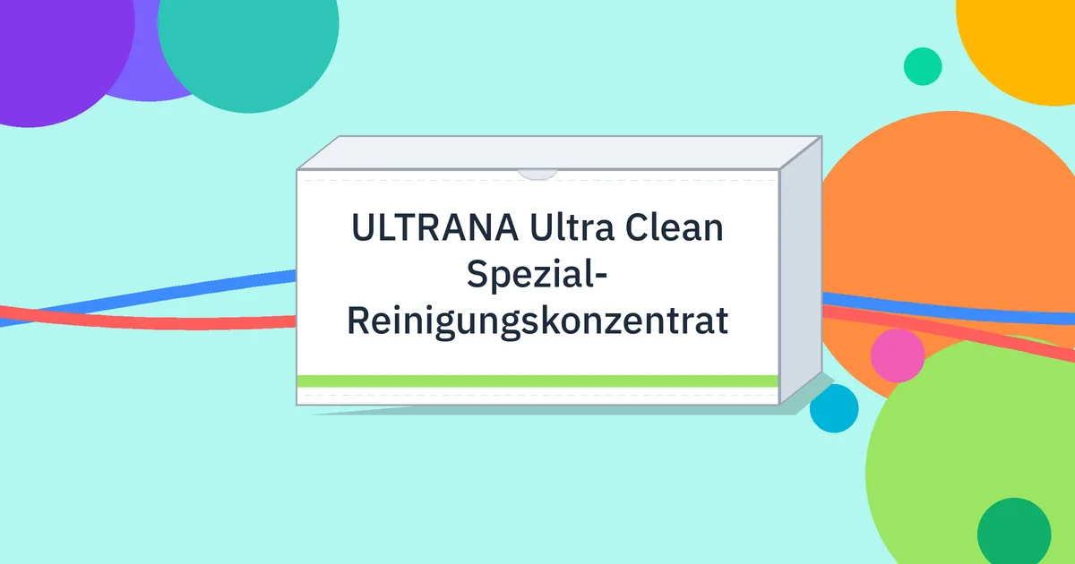 Symbolbild: Packung mit der Aufschrift ULTRANA Ultra Clean Spezial-Reinigungskonzentrat (PZN 15629413) – Verfügbarkeit und Bezug in Apotheken in Frankfurt am Main