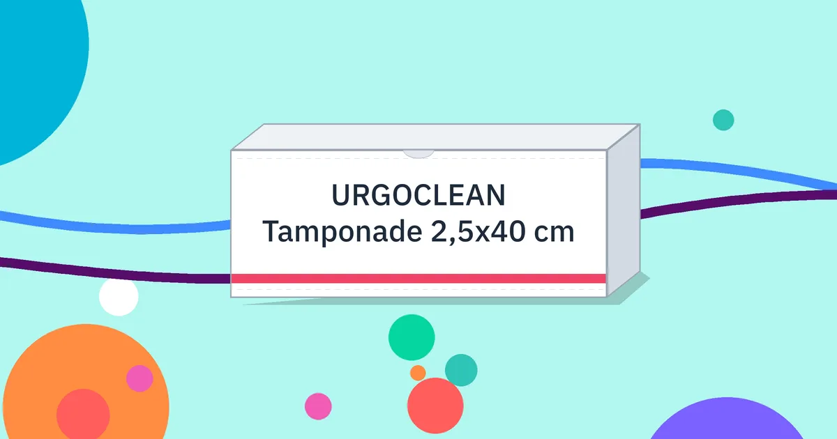 Symbolbild: Packung mit der Aufschrift URGOCLEAN Tamponade 2,5x40 cm (PZN 09763320) – Verfügbarkeit und Bezug in Apotheken in Frankfurt am Main