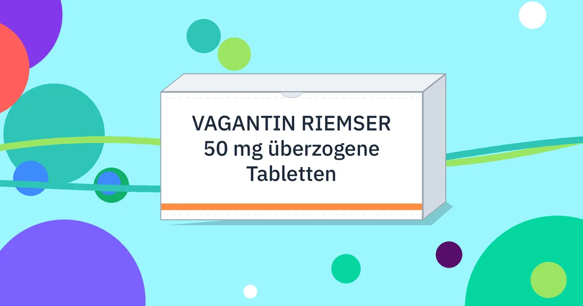 Symbolbild: Packung mit der Aufschrift VAGANTIN RIEMSER 50 mg überzogene Tabletten (PZN 10985801) – Verfügbarkeit und Bezug in Apotheken in Frankfurt am Main