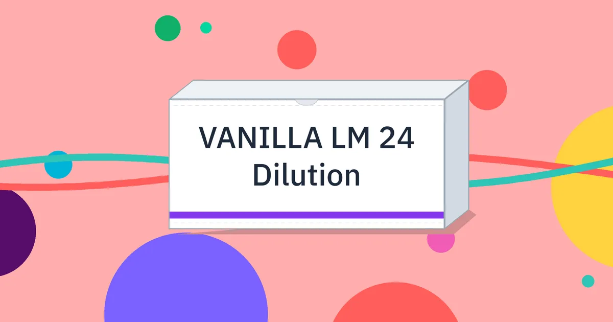 Symbolbild: Packung mit der Aufschrift VANILLA LM 24 Dilution (PZN 13263847) – Verfügbarkeit und Bezug in Apotheken in Frankfurt am Main
