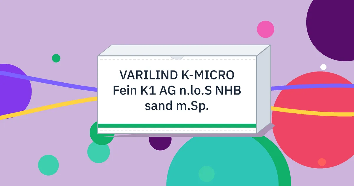Symbolbild: Packung mit der Aufschrift VARILIND K-MICRO Fein K1 AG n.lo.S NHB sand m.Sp. (PZN 20554410) – Verfügbarkeit und Bezug in Apotheken in Frankfurt am Main