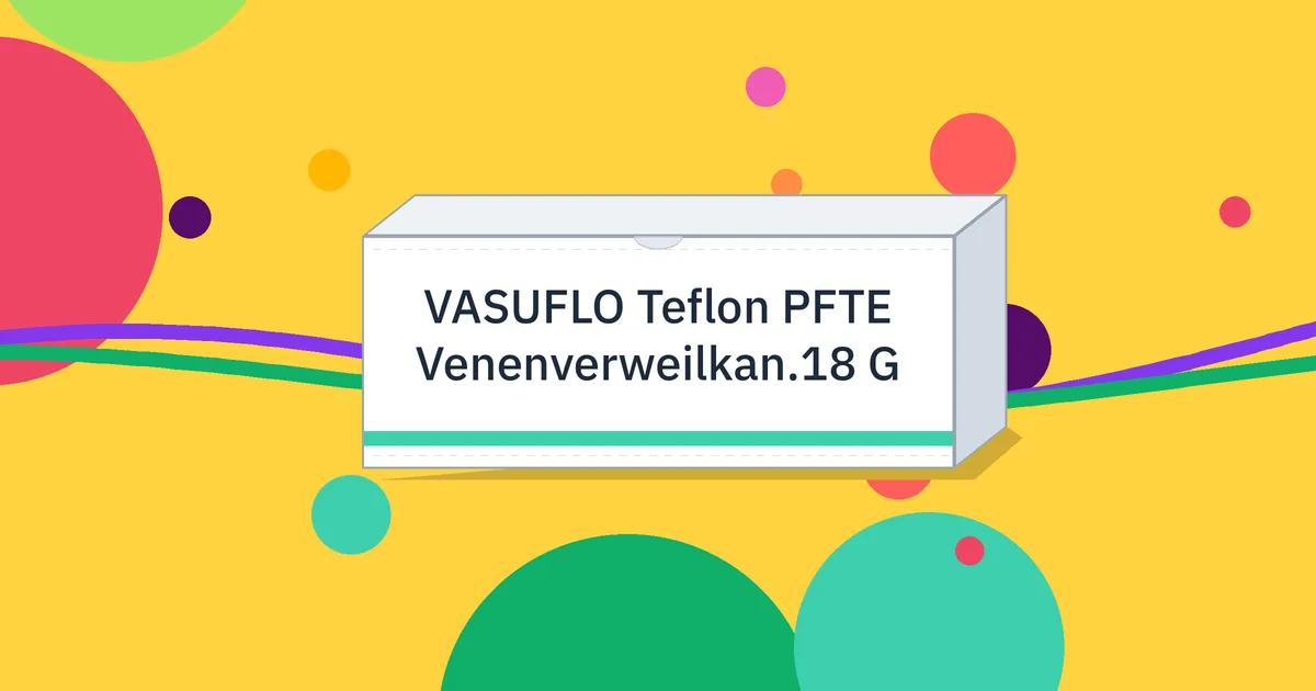 Symbolbild: Packung mit der Aufschrift VASUFLO Teflon PFTE Venenverweilkan.18 G (PZN 19888301) – Verfügbarkeit und Bezug in Apotheken in Frankfurt am Main