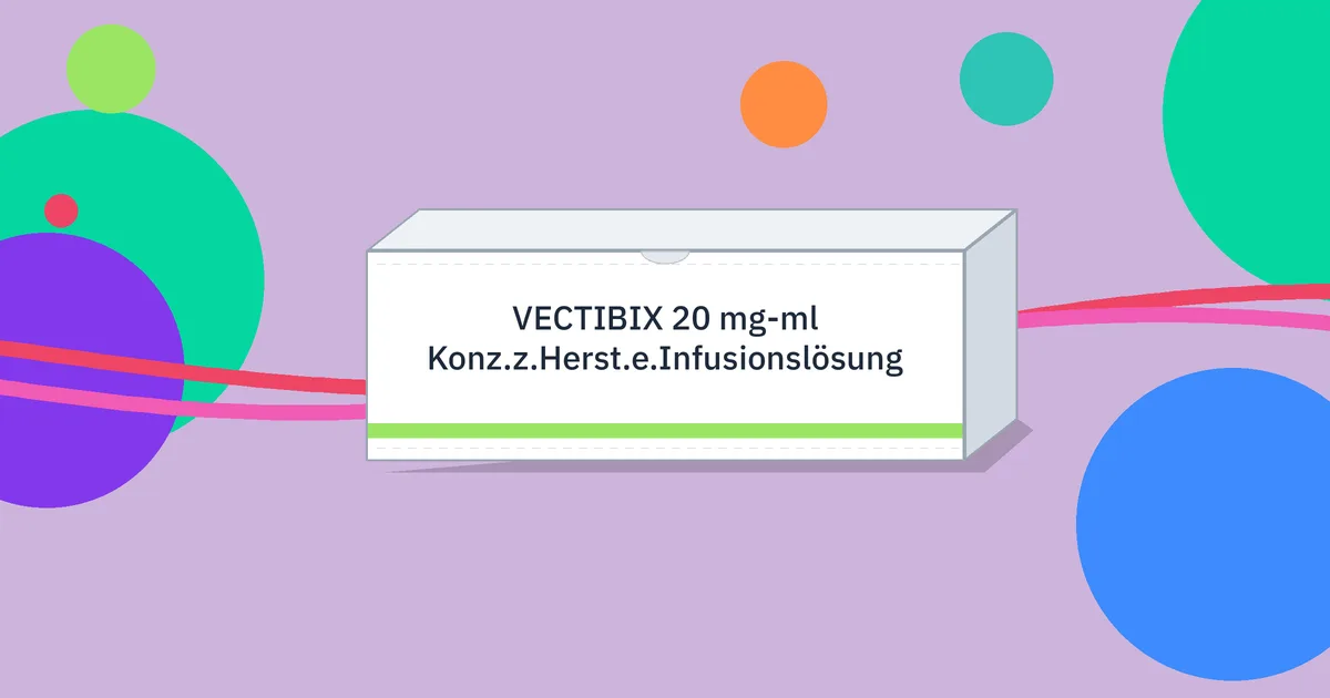 Symbolbild: Packung mit der Aufschrift VECTIBIX 20 mg-ml Konz.z.Herst.e.Infusionslösung (PZN 14257777) – Verfügbarkeit und Bezug in Apotheken in Frankfurt am Main