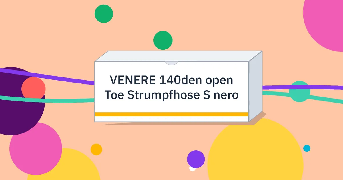 Symbolbild: Packung mit der Aufschrift VENERE 140den open Toe Strumpfhose S nero (PZN 16173949) – Verfügbarkeit und Bezug in Apotheken in Frankfurt am Main