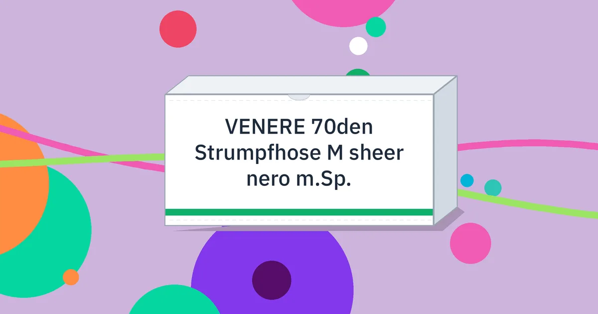 Symbolbild: Packung mit der Aufschrift VENERE 70den Strumpfhose M sheer nero m.Sp. (PZN 16172967) – Verfügbarkeit und Bezug in Apotheken in Frankfurt am Main