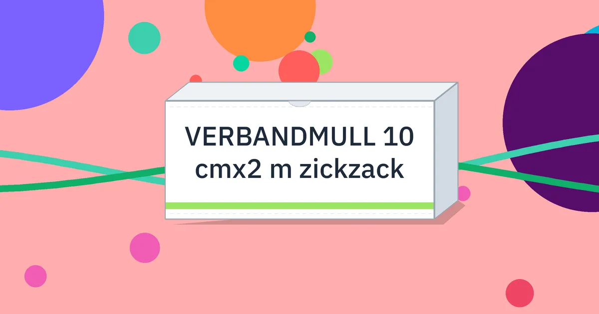 Symbolbild: Packung mit der Aufschrift VERBANDMULL 10 cmx2 m zickzack (PZN 03160371) – Verfügbarkeit und Bezug in Apotheken in Frankfurt am Main