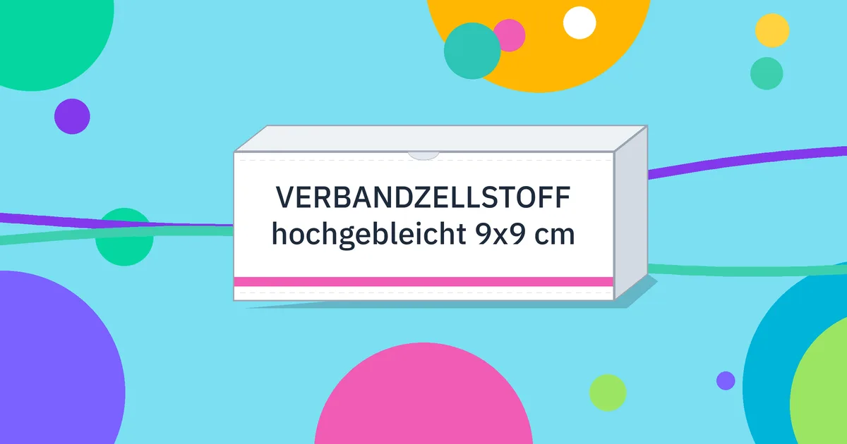 Symbolbild: Packung mit der Aufschrift VERBANDZELLSTOFF hochgebleicht 9x9 cm (PZN 04045749) – Verfügbarkeit und Bezug in Apotheken in Frankfurt am Main