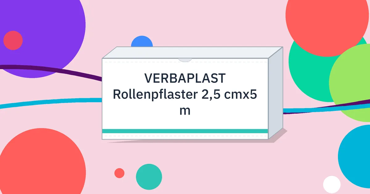 Symbolbild: Packung mit der Aufschrift VERBAPLAST Rollenpflaster 2,5 cmx5 m (PZN 07624057) – Verfügbarkeit und Bezug in Apotheken in Frankfurt am Main