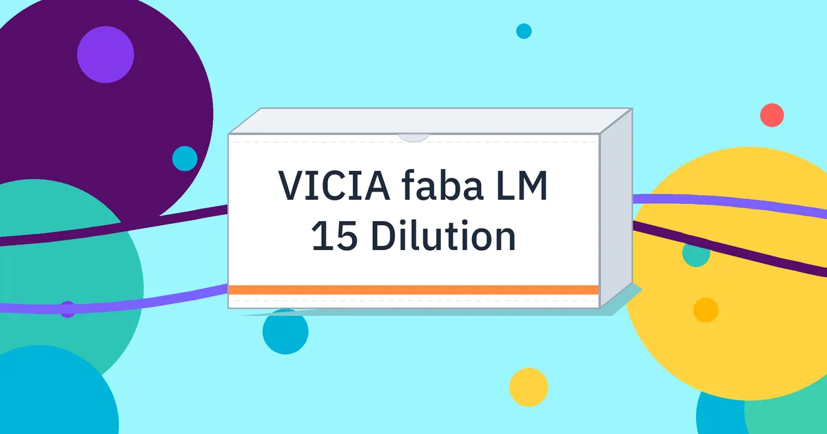 Symbolbild: Packung mit der Aufschrift VICIA faba LM 15 Dilution (PZN 13272800) – Verfügbarkeit und Bezug in Apotheken in Frankfurt am Main