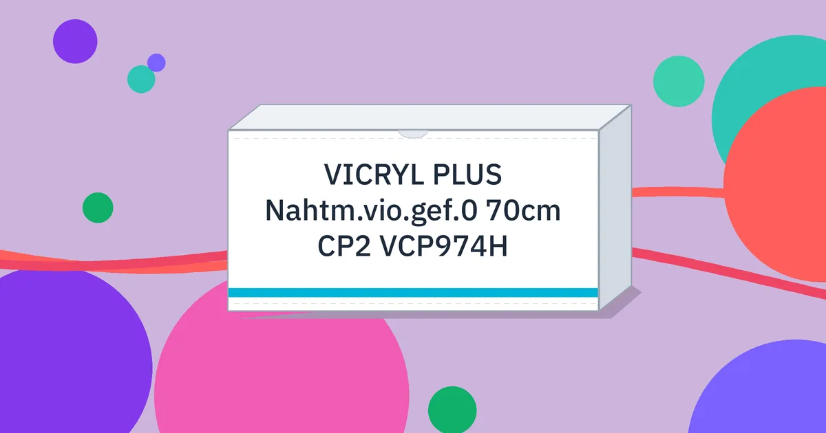 Symbolbild: Packung mit der Aufschrift VICRYL PLUS Nahtm.vio.gef.0 70cm CP2 VCP974H (PZN 20390569) – Verfügbarkeit und Bezug in Apotheken in Frankfurt am Main