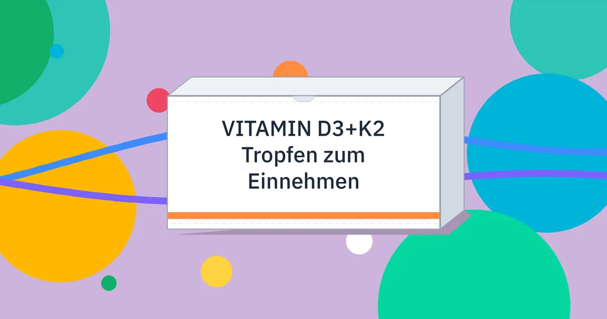 Symbolbild: Packung mit der Aufschrift VITAMIN D3+K2 Tropfen zum Einnehmen (PZN 19506966) – Verfügbarkeit und Bezug in Apotheken in Frankfurt am Main