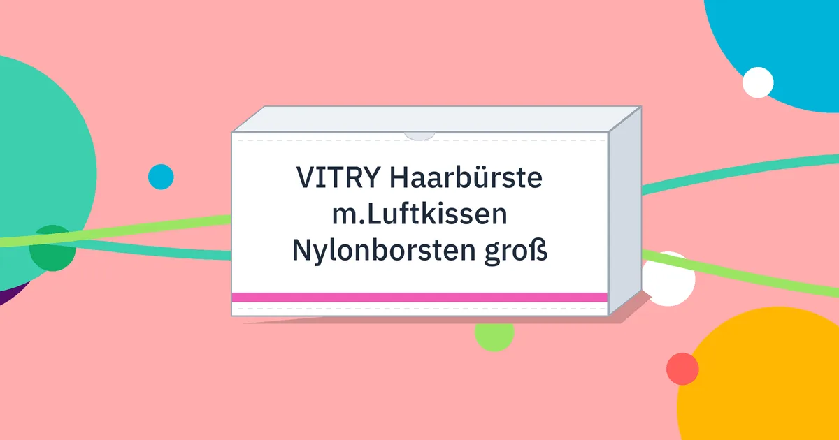 Symbolbild: Packung mit der Aufschrift VITRY Haarbürste m.Luftkissen Nylonborsten groß (PZN 10820922) – Verfügbarkeit und Bezug in Apotheken in Frankfurt am Main